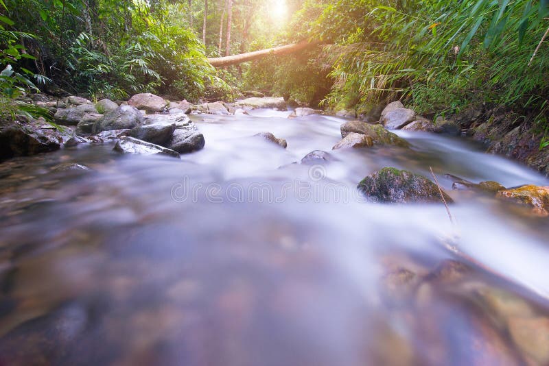 The Stream Flows from the Waterfall. it is a Water Route through the ...