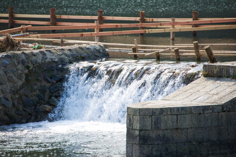 The Stream Flows through the Weir in River Stock Image - Image of canal ...