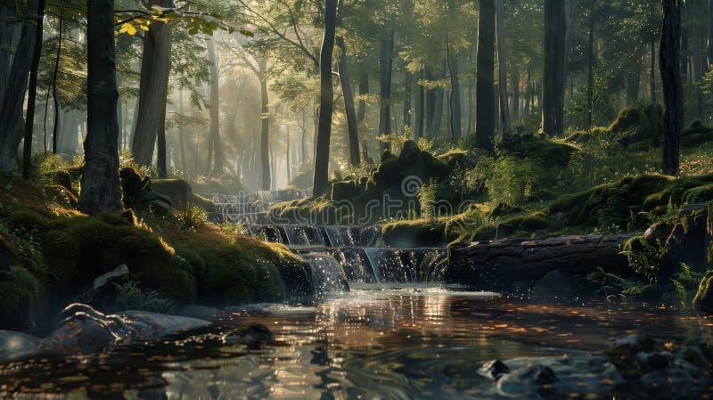 A stream in a forest stock photo. Image of nature, waterfall - 328390570