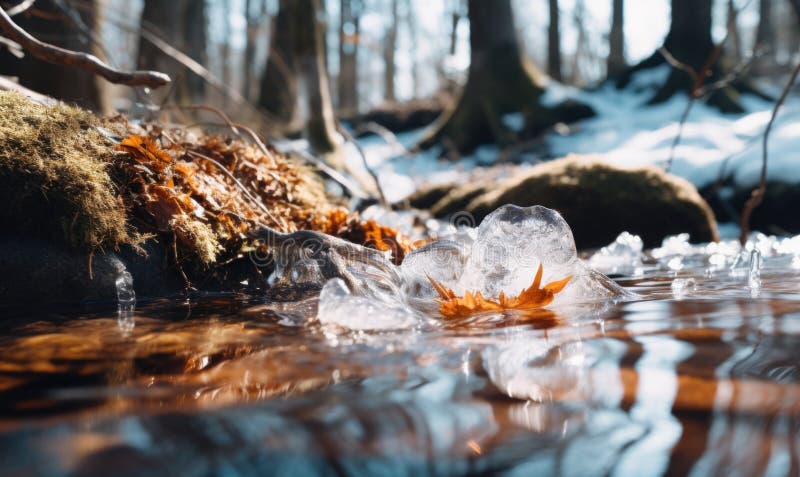 Stream in the Forest. Beautiful Early Spring Landscape with a River and ...