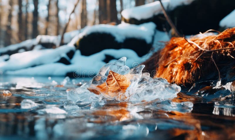 Stream in the Forest. Beautiful Early Spring Landscape with a River and ...