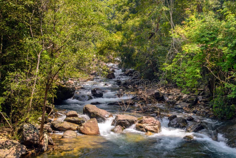 A Rill Stream Flowing through the Hills Stock Image - Image of clouds ...