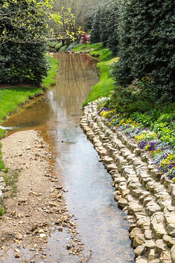 Stream through Garden stock image. Image of plant, spring - 70433353