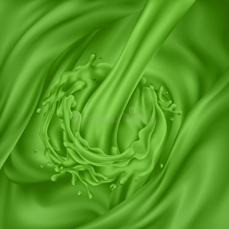 Stream of Green Juice Pours into Green Liquid Waves Stock Vector ...