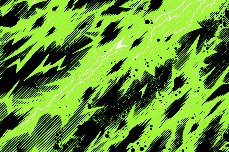 Stream of Green Lightning Strikes, Comic Book Pattern. Generative AI ...