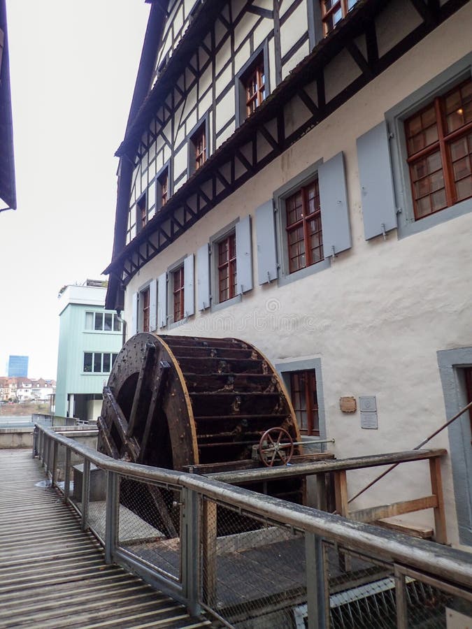 Stream between Houses with a Water Mill Stock Image - Image of ...