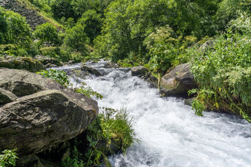 Stream between Large Rocks of a Mountain River in a Gorge. Tsalka ...
