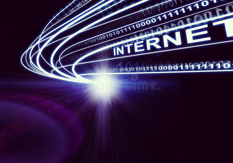 Stream of Light Beams, Digits and Word Internet, Stock Illustration ...