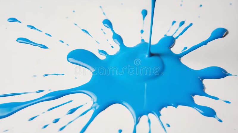 Stream of Light Blue Paint Splashing on White Background Stock Footage ...