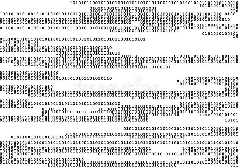 Stream Line Binary Code Black and White Background with Two Binary Digits, 0 and 1 Isolated on a ...