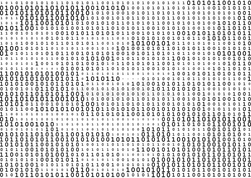 Stream Line Binary Code Black and White Background with Two Binary Digits, 0 and 1 Isolated on a ...