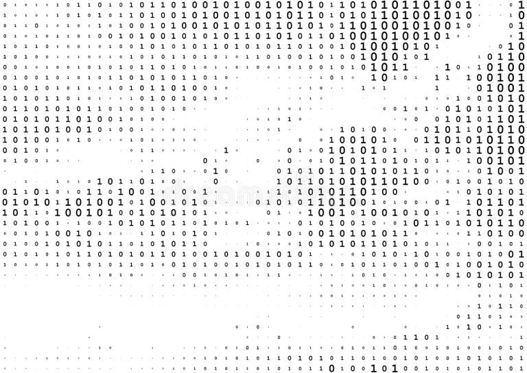 Stream Line Binary Code Black and White Background with Two Binary Digits, 0 and 1 Isolated on a ...