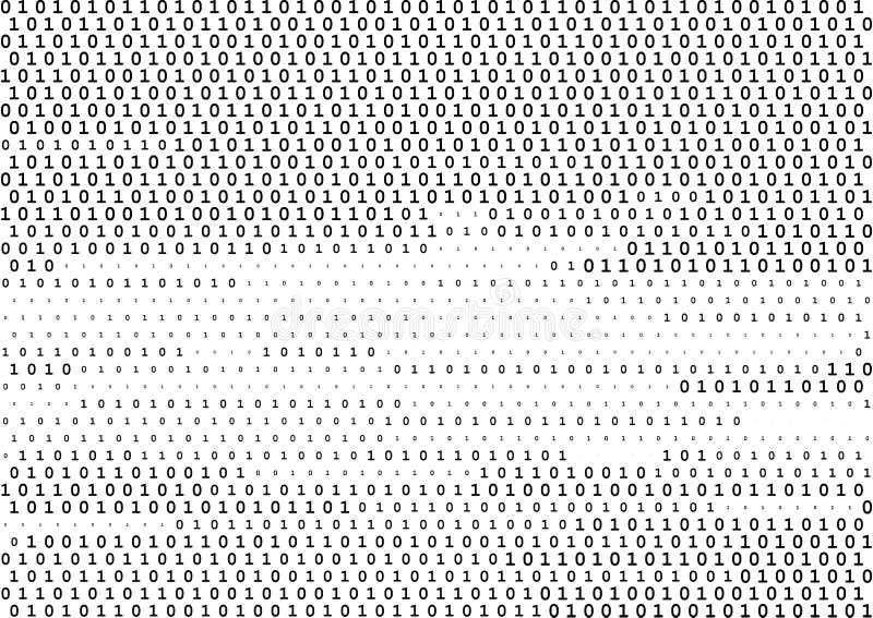 Stream Line Binary Code Black and White Background with Two Binary Digits, 0 and 1 Isolated on a ...