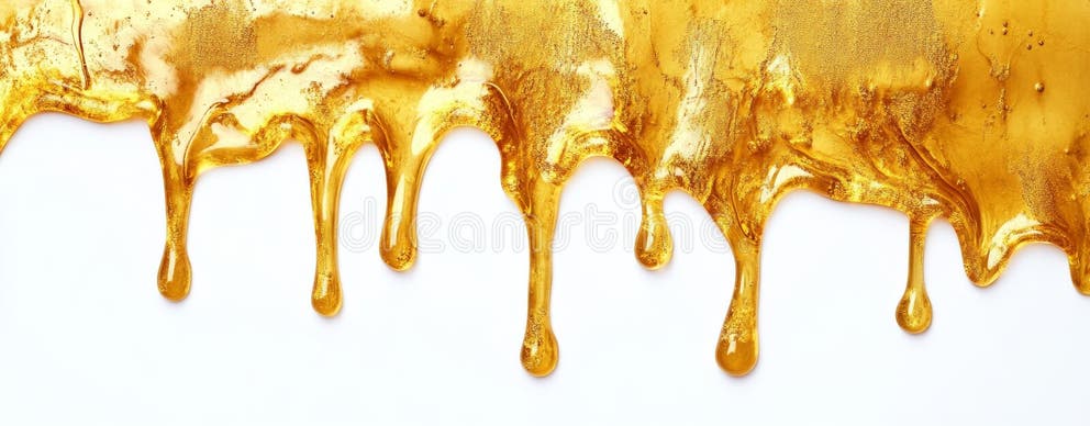 A Stream of Liquid Gold Paint Flowing Downward, Isolated on White Stock ...