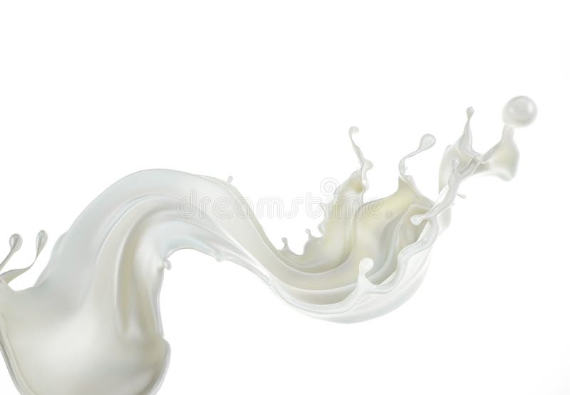 Stream of Milk Splash Wave in the Air Isolated on White Background ...