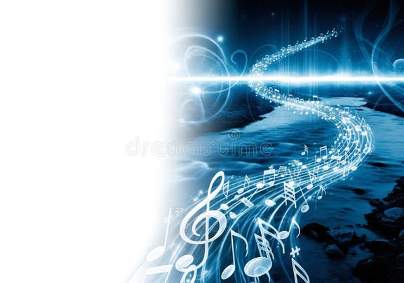 A Stream of Musical Notes that Turns into a River. Space for Text ...