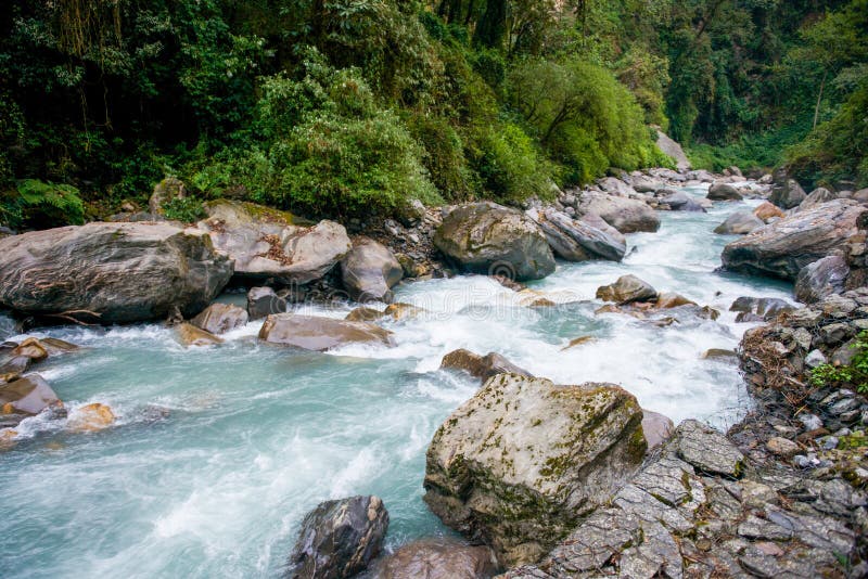 Stream in Nepal : Water from Annapurna Mountain Range Stock Image ...