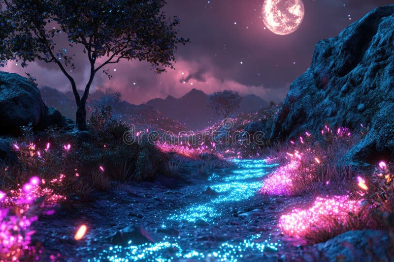 Stream Night Under Full Moon Stock Photos - Free & Royalty-Free Stock ...