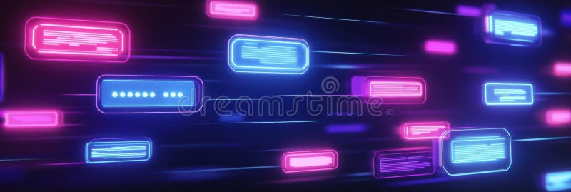 Stream of Notifications in a Chat Interface Featuring Glowing Message ...