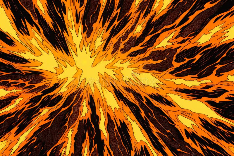 Stream of Orange Lightning Strikes, Comic Book Pattern. Generative AI ...