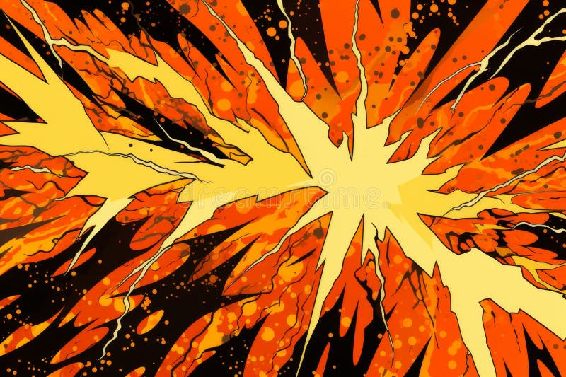 Stream of Orange Lightning Strikes, Comic Book Pattern. Generative AI ...