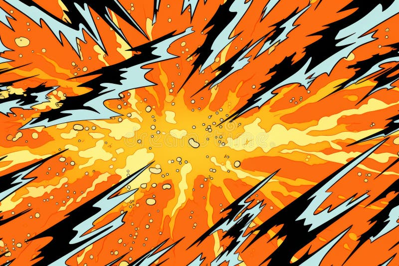 Stream of Orange Lightning Strikes, Comic Book Pattern. Generative AI ...
