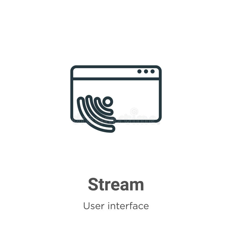 Stream Outline Vector Icon. Thin Line Black Stream Icon, Flat Vector ...