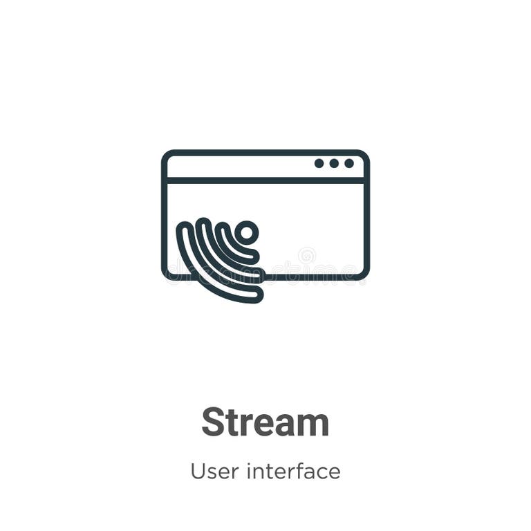 Stream Outline Vector Icon. Thin Line Black Stream Icon, Flat Vector ...