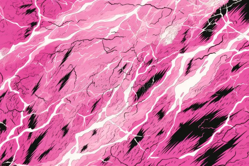 Stream of Pink Lightning Strikes, Comic Book Pattern. Generative AI ...
