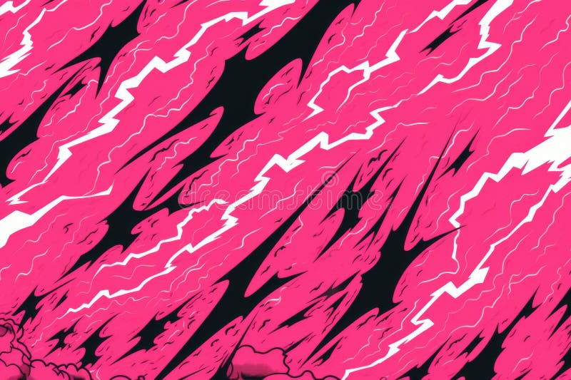 Stream of Pink Lightning Strikes, Comic Book Pattern. Generative AI ...