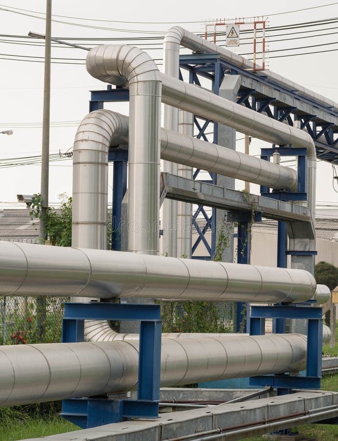Stream Pipelines on Pipe-bridge Stock Photo - Image of energy, chemical ...
