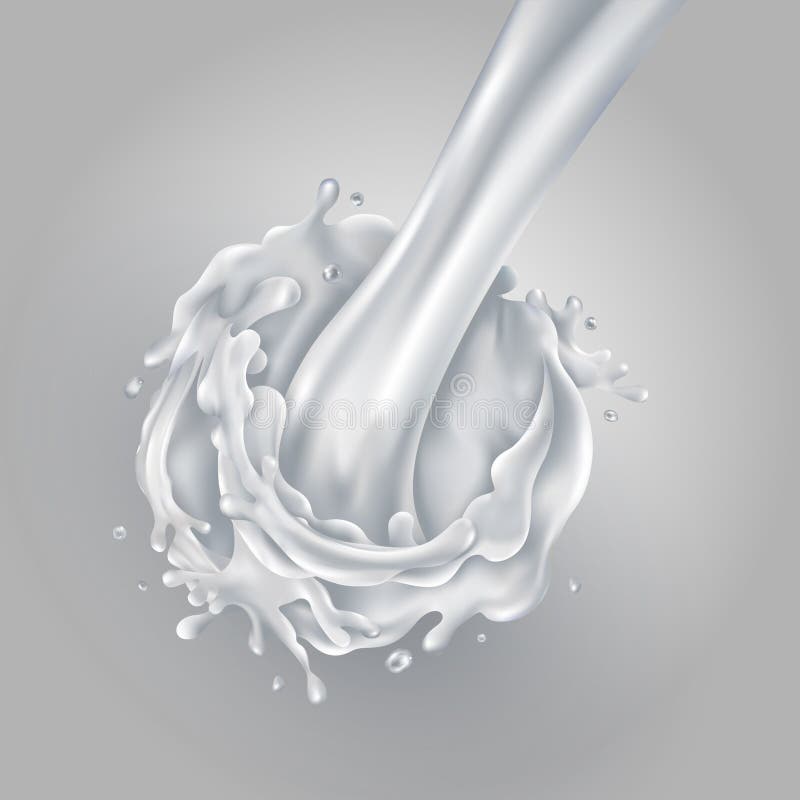 Stream of Milk, Cream, Yogurt or Dairy Drink 3d Render. Luxury White ...