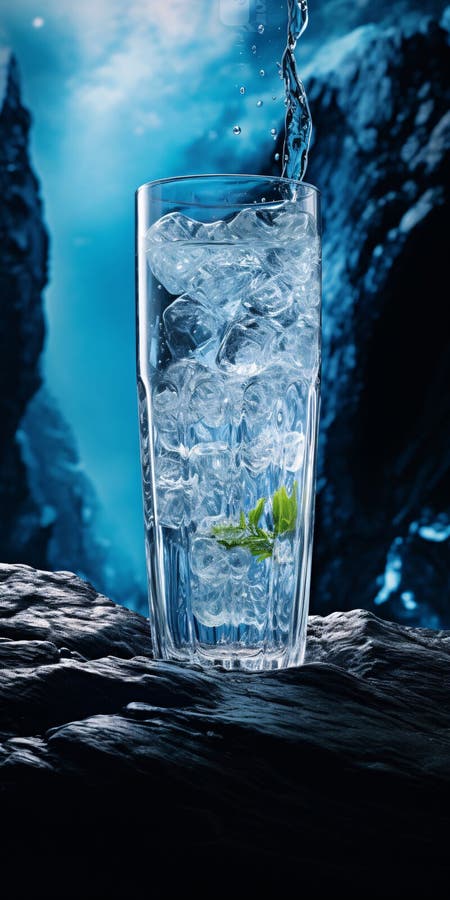 A Stream of Pure Spring Water is Poured into a Glass Stock Photo ...