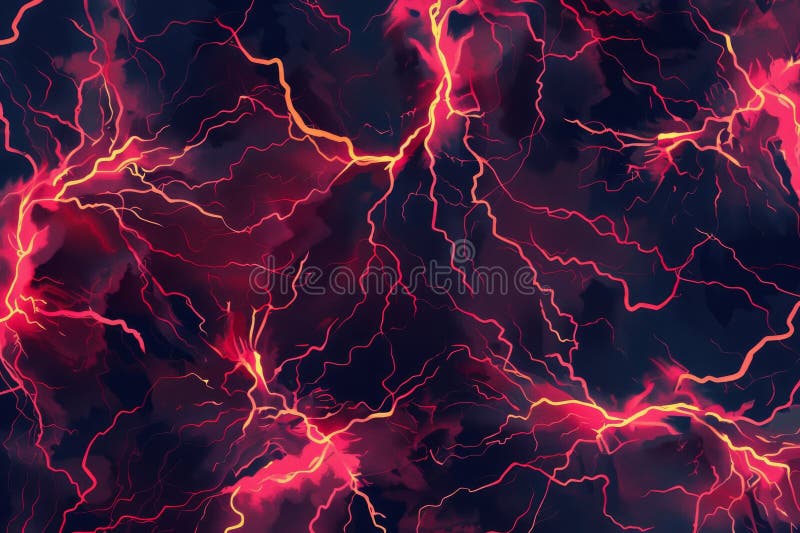 Stream of Red Lightning Strikes, Comic Book Pattern. Generative AI ...