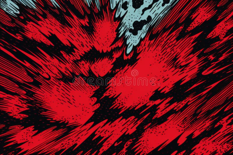 Stream of Red Lightning Strikes, Comic Book Pattern. Generative AI ...