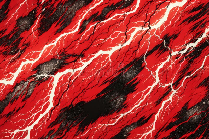 Stream of Red Lightning Strikes, Comic Book Pattern. Generative AI ...