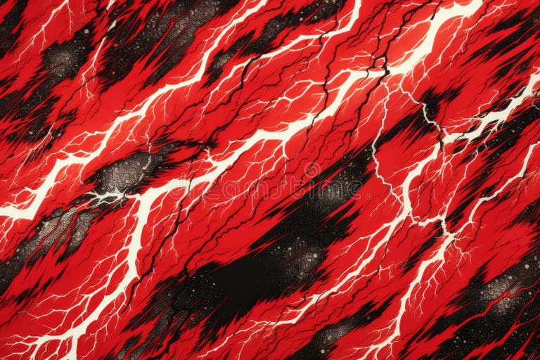 Stream of Red Lightning Strikes, Comic Book Pattern. Generative AI ...