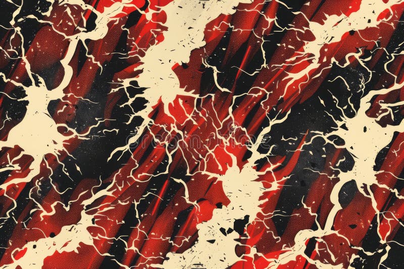 Stream of Red Lightning Strikes, Comic Book Pattern. Generative AI ...