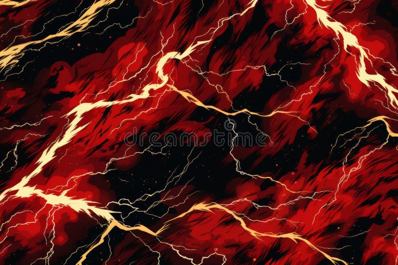 Stream of Red Lightning Strikes, Comic Book Pattern. Generative AI ...