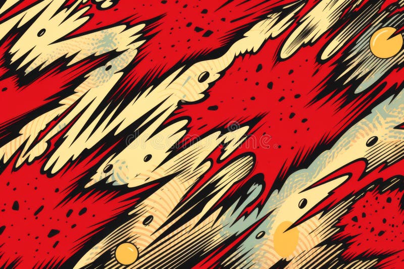 Stream of Red Lightning Strikes, Comic Book Pattern. Generative AI ...
