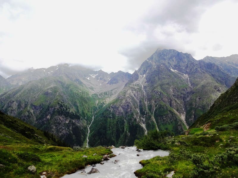 Stream into the Rough Terrain of Pitztal, Austria Stock Image - Image ...