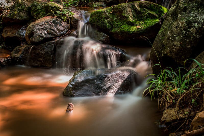 Stream Running Over Rocks in a Forrest Stock Image - Image of ...