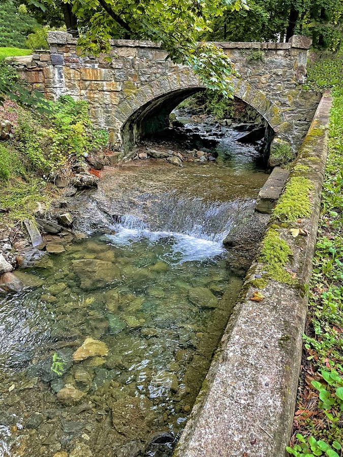 Stream Running Under Stone Bridge Stock Image - Image of landscape ...