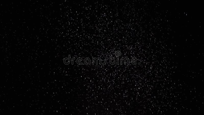 Stream of Slowly Falling Particles of Dust, Debris, Powder on Black ...