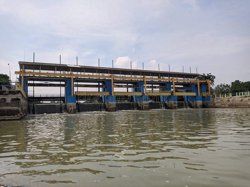 Stream Sluice Door when Opened Clear Sky Background Stock Image - Image ...