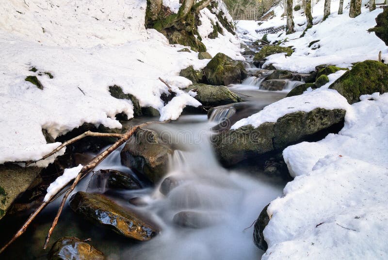 Stream with snow stock image. Image of snow, soft, winter - 34148857