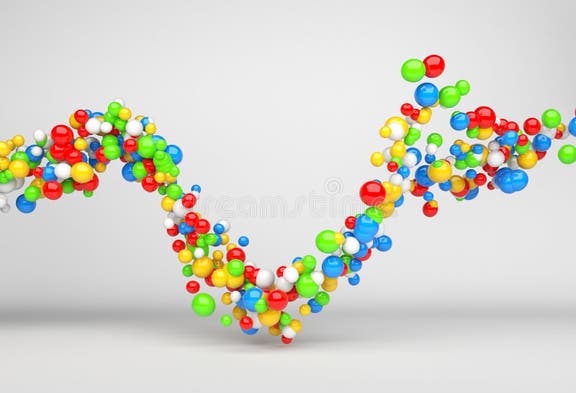 Stream of Spheres 3D. on White Background Stock Illustration ...