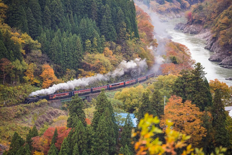 Stream train in autumn stock photo. Image of stream - 107154814