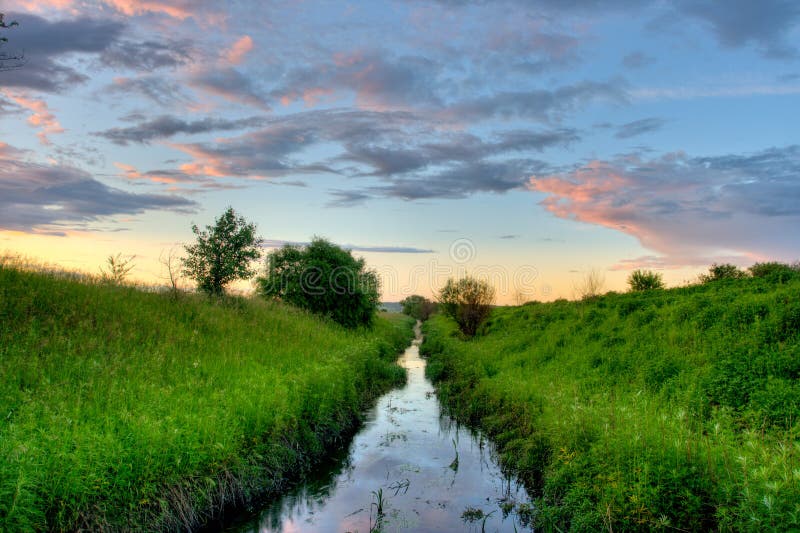 Sunset over Illinois stock image. Image of pond, illinois - 24659555