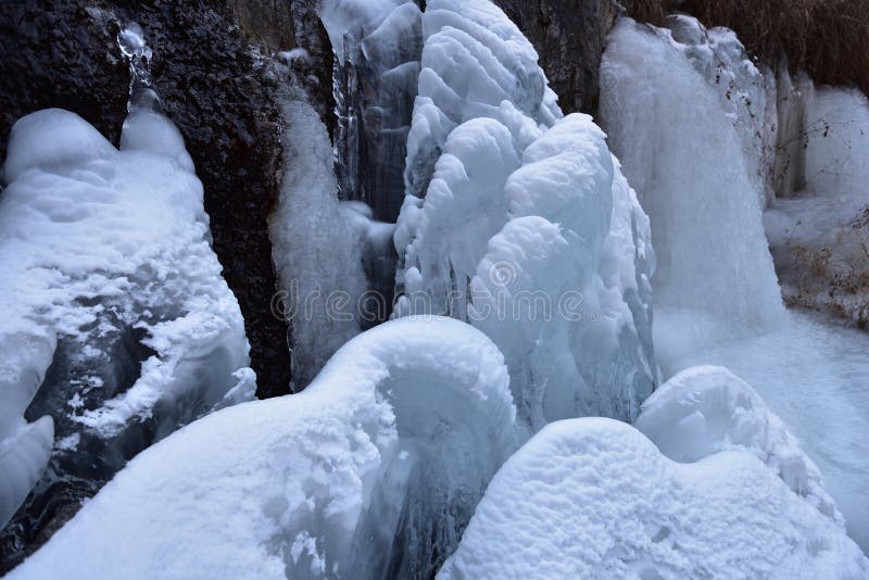 The Stream Was Frozen in the Cold Winter Stock Image - Image of nature ...